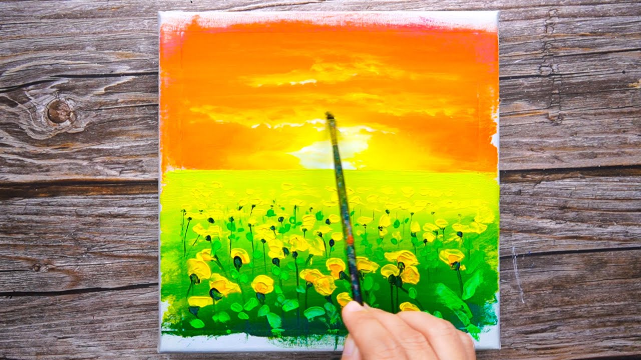 Flower garden and sun || Painting Tutorial #Shorts - YouTube