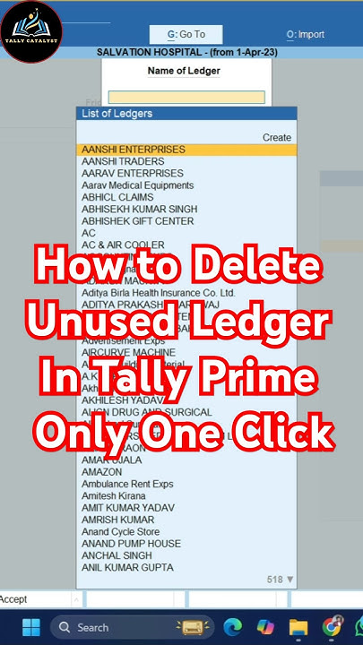 how to Delete Unused Ledger in tally Prime || how to find unused ledger || tally prime tips ...