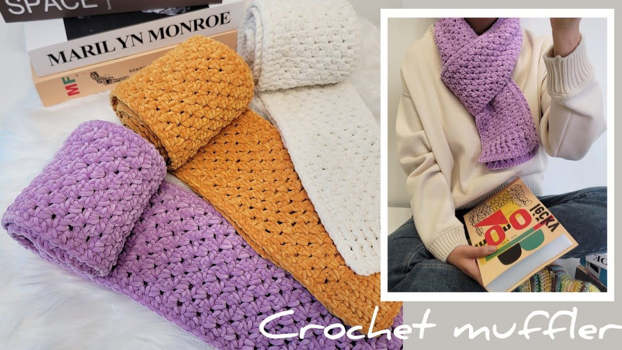 포근하고 따뜻한 코바늘목도리. 벨벳코지 머플러🧣Crochet muffler. - YouTube