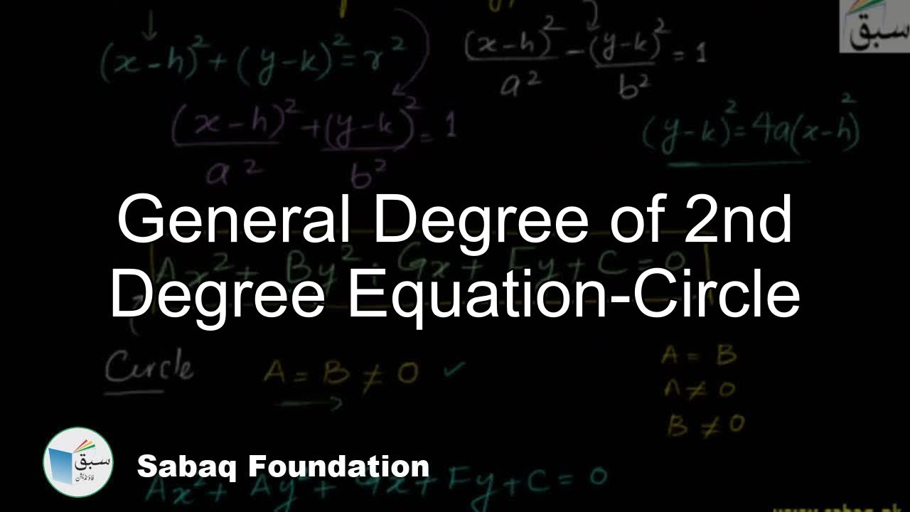 General Degree of 2nd Degree Equation-Circle, Math Lecture | Sabaq.pk ...