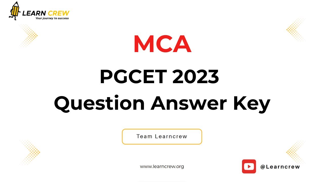 PGCET - MCA - 2023 - Answer Key | Learncrew | Lakshmanan - YouTube