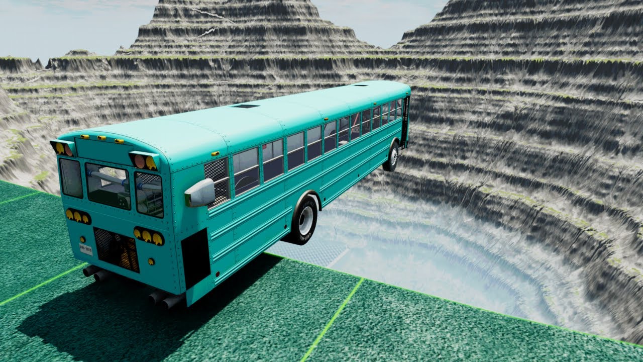 BeamNG Drive Epic Custom Buses VS Giant Cliff - YouTube