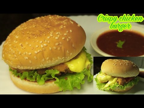 Crispy Chicken burger|kids special recipe |lunch box recipe|10minutes ...