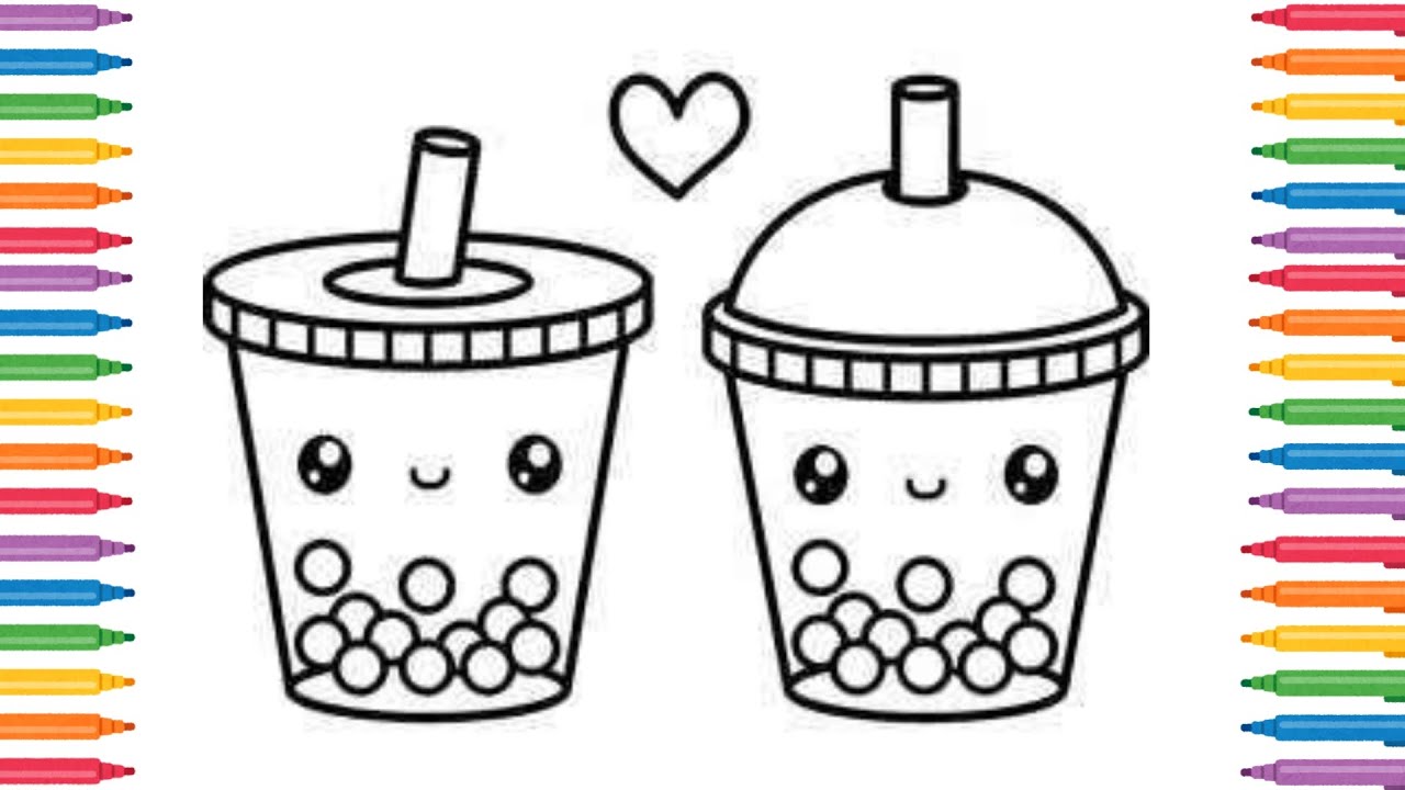 How to draw cute boba drink easily | drawing and coloring - YouTube