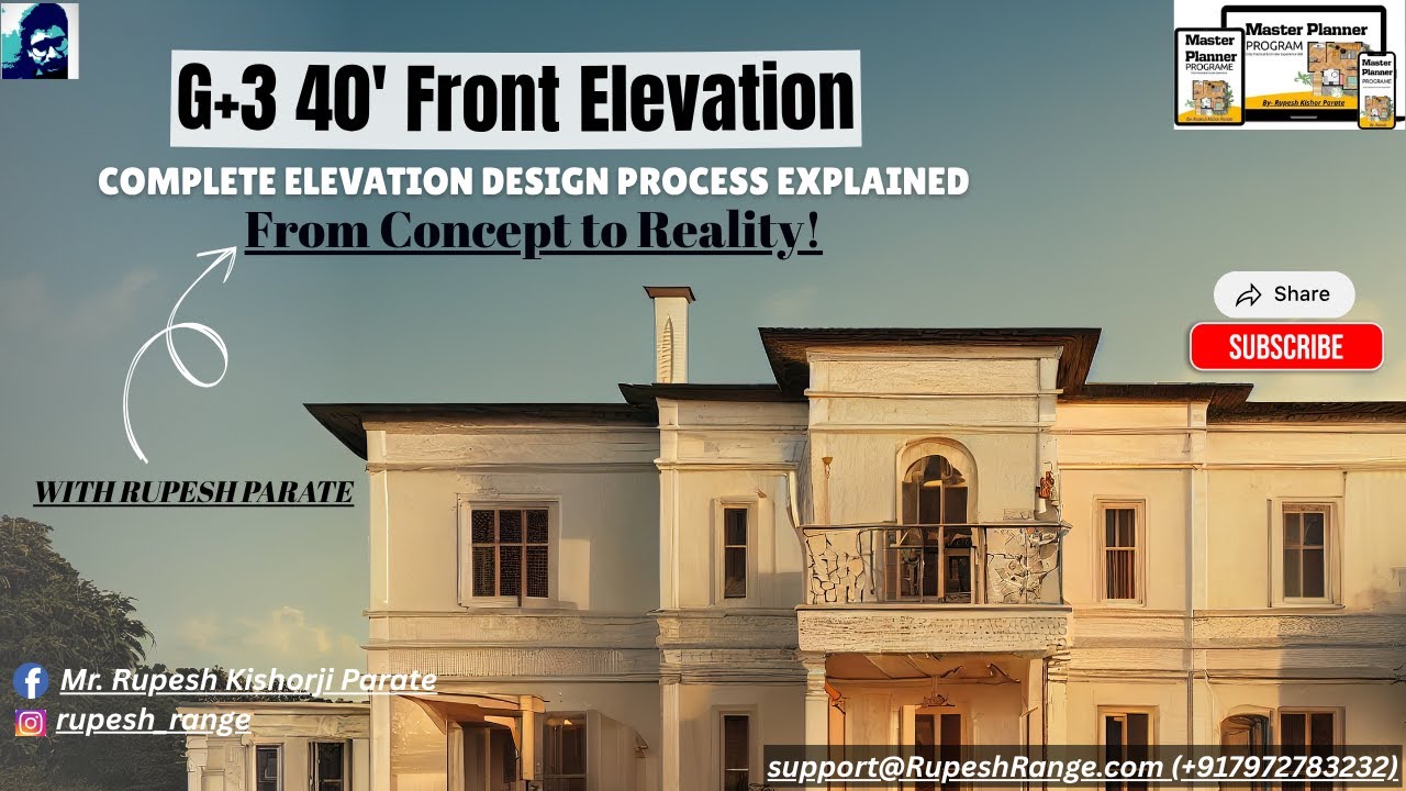 2 From Concept to Reality! G+3 40' Front Elevation Complete Elevation ...