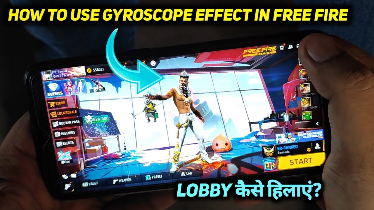 GYROSCOPE EFFECT IN LOBBY FREE FIRE | HOW TO USE GYROSCOPE IN FREE FIRE ...