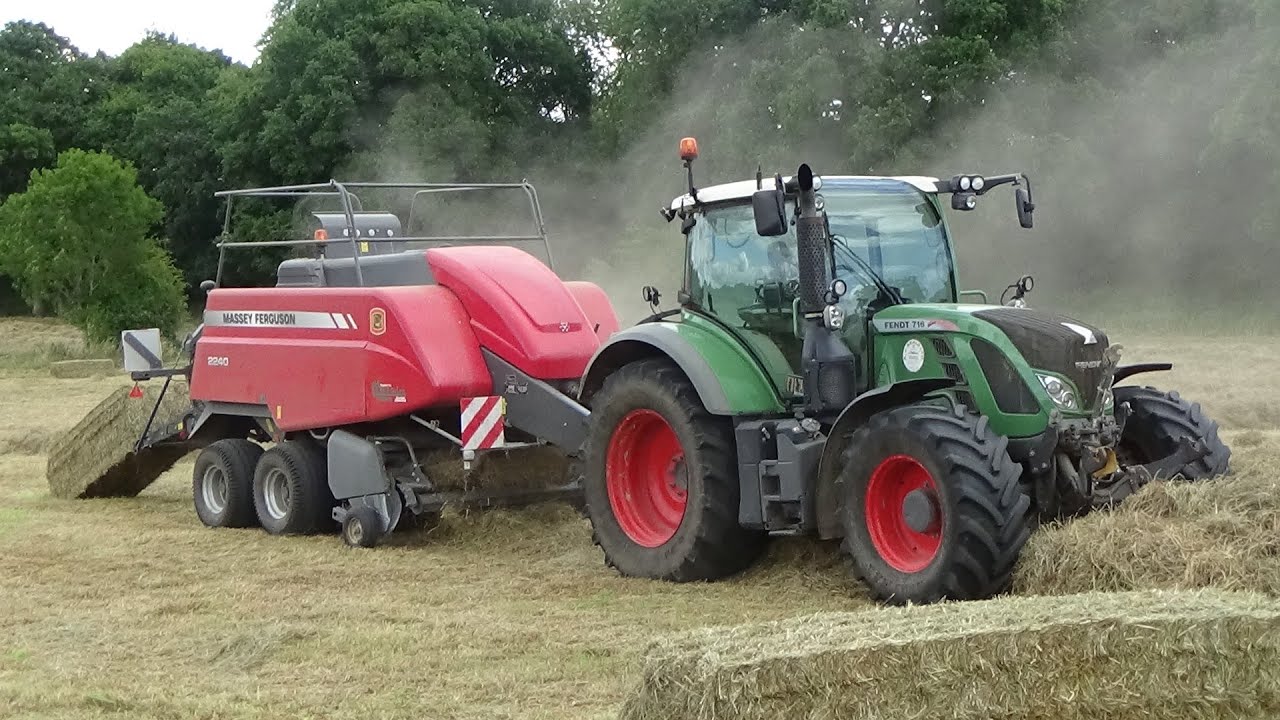 Baling Hay with Fendt 716 Vario & Massey Baler - Hay Making 2020 - YouTube