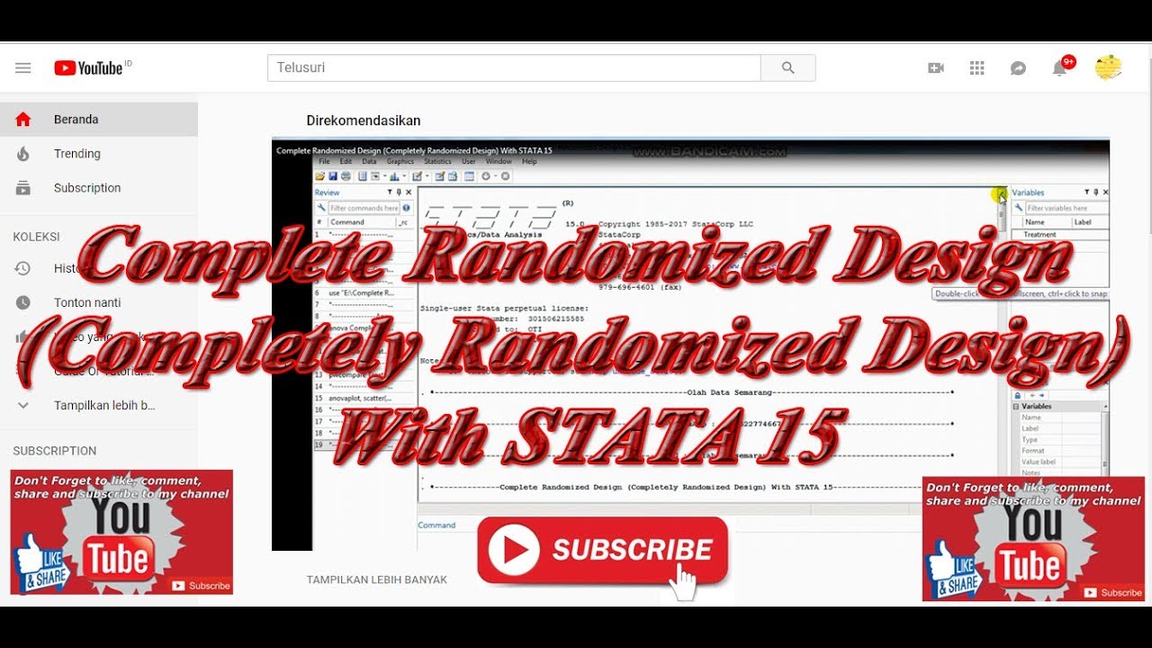 Complete Randomized Design (Completely Randomized Design) With STATA 15 - YouTube