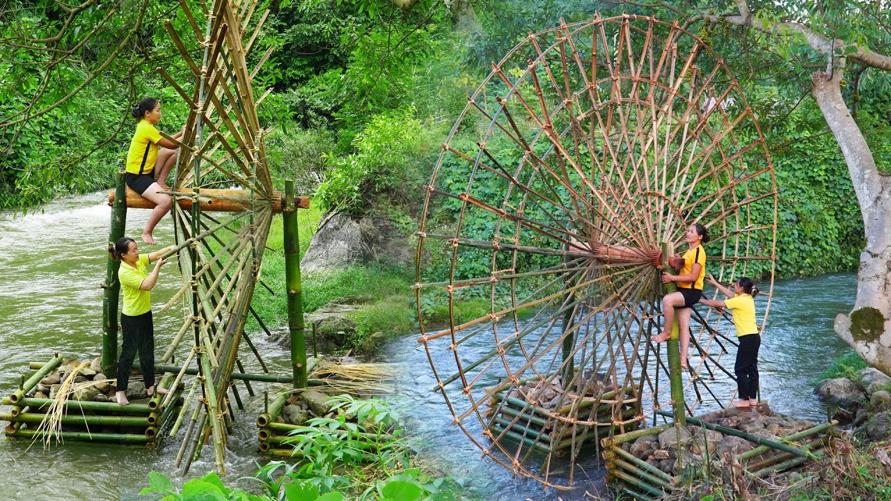 Water Wheel Building TIMELAPSE: Start To Finish Make Water Wheel System ...
