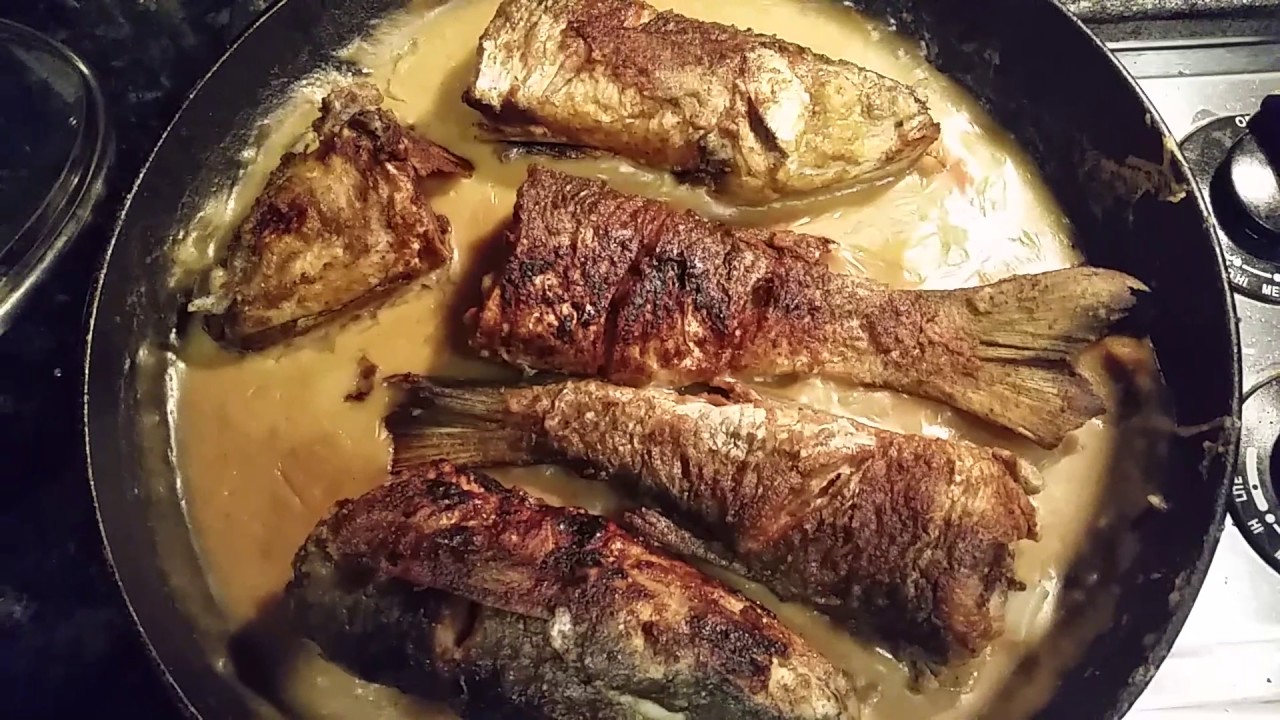 Fried mullet fish with gravy - YouTube