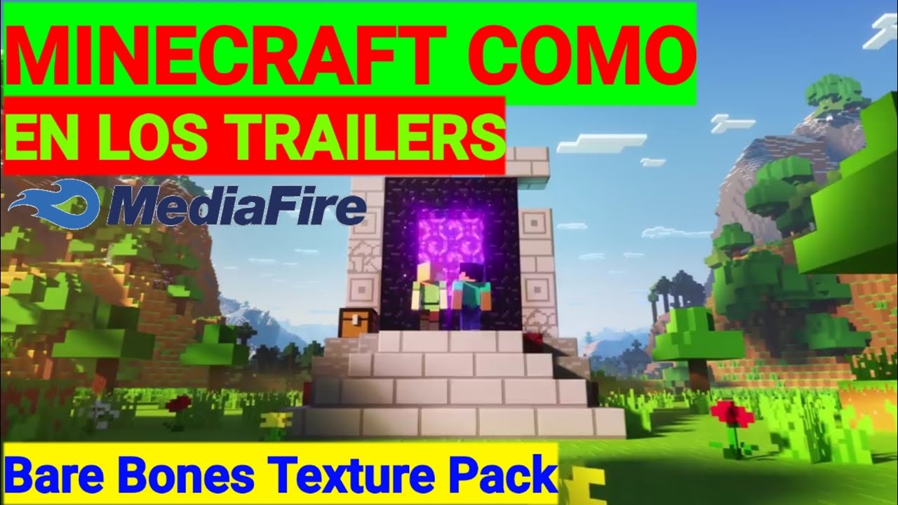 👉ve tu MINECRAFT como en los TRAILERS👈 | Bare Bones Texture Pack 🔷️🔵 ...