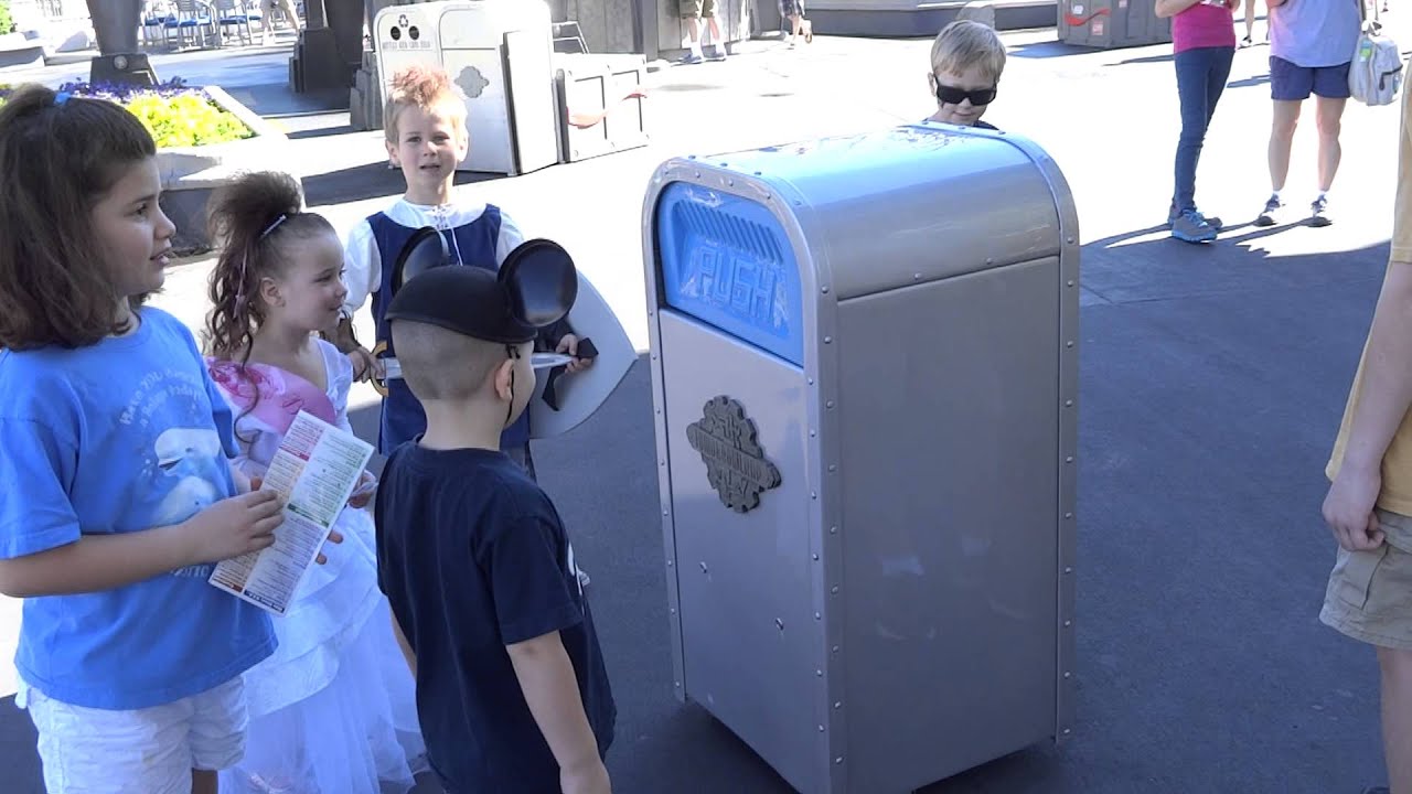 PUSH the trashcan at Disney World - YouTube