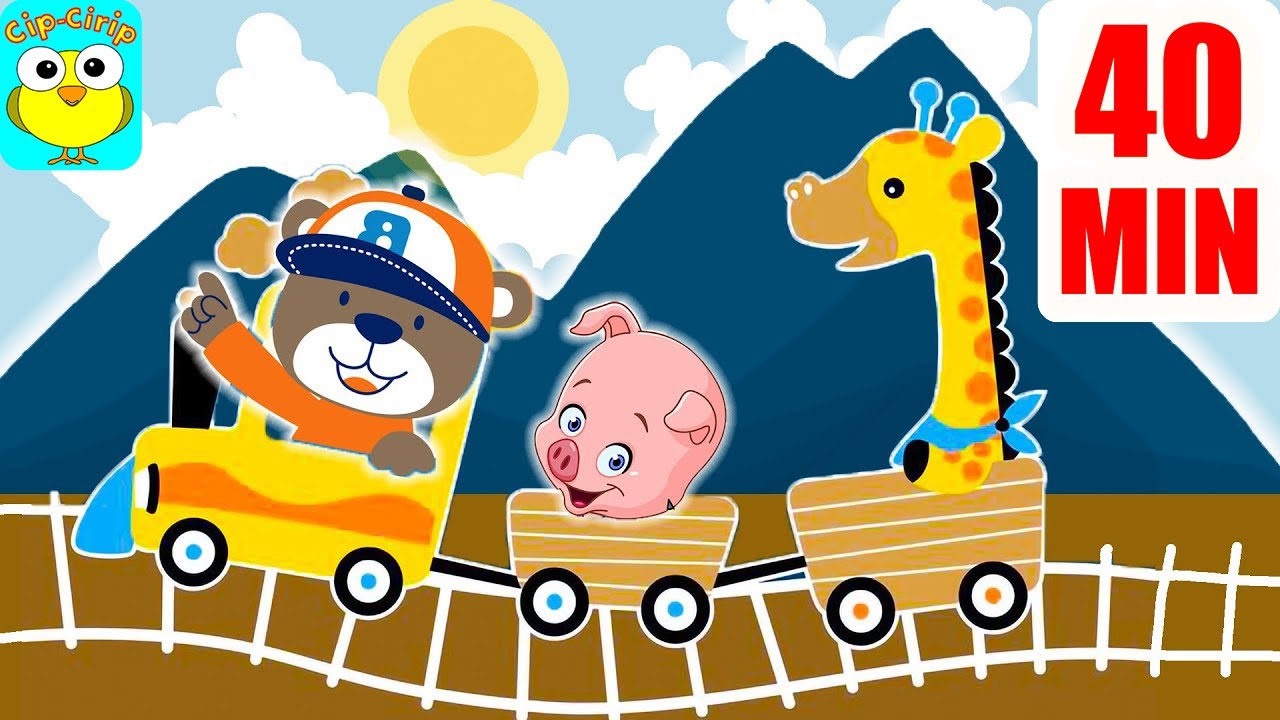 Trenuletul cu animalute zboara peste vai - Cantece pentru copii (desene ...