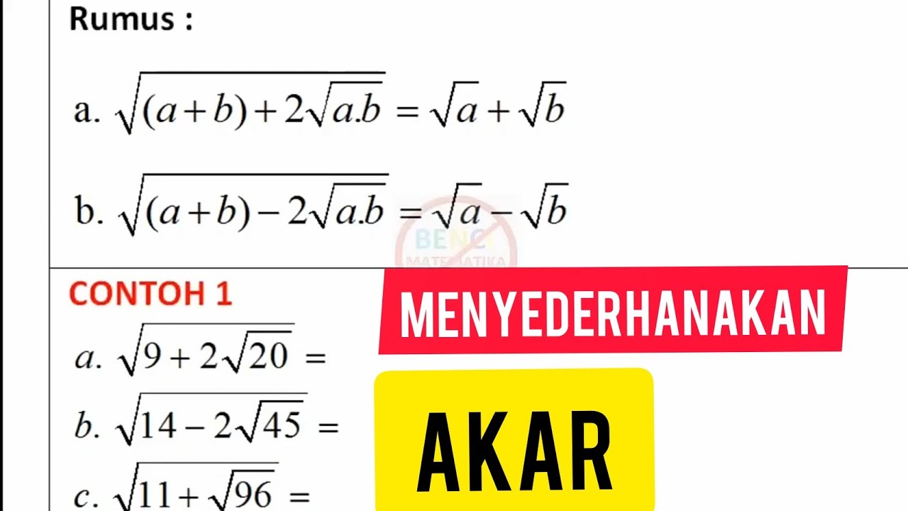 Menyederhanakan akar 2 contoh 1 - YouTube