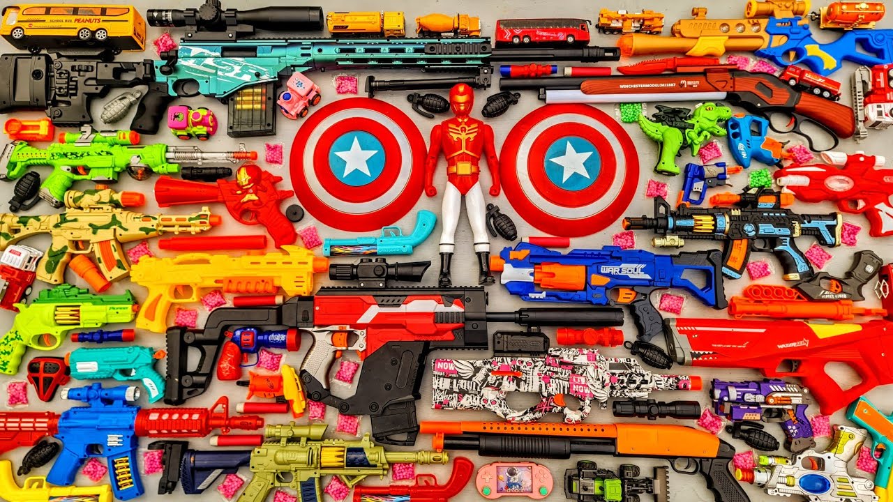 Collecting 7 SNIPER RIFLES And AK47 Captain america MACHINE GUN Shotgun ...