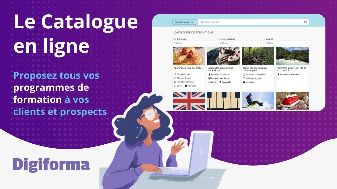 Les fonctionnalités Digiforma - Le catalogue en ligne - YouTube