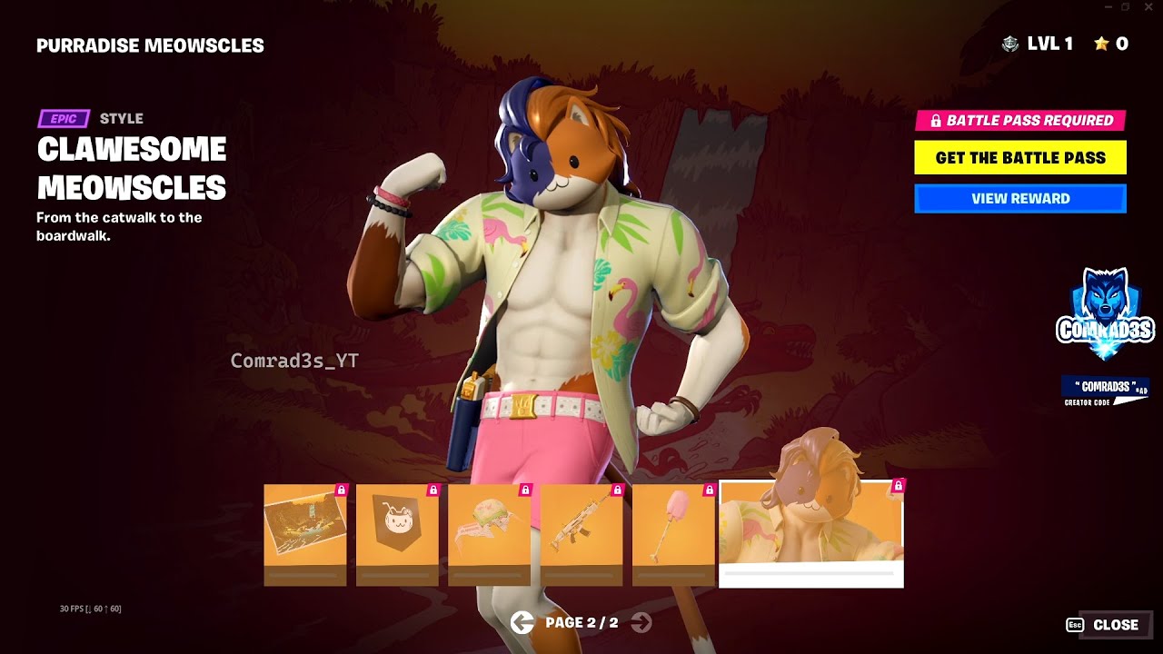 Fortnite Chapter 4 Season 3 Purradise Meowscles, Bouns Rewards and ...