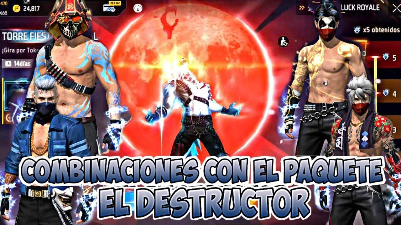 COMBINACIONES CON EL PAQUETE "EL DESTRUCTOR" 🐺⚡|FREE FIRE🔥 - YouTube