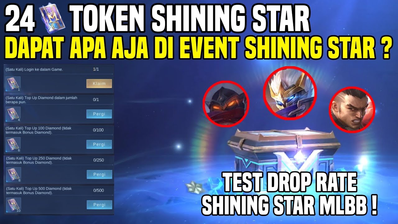 TEST DROP RATE EVENT SHINING STAR ! PAKE 24 SHINING STAR TOKEN DAPAT ...