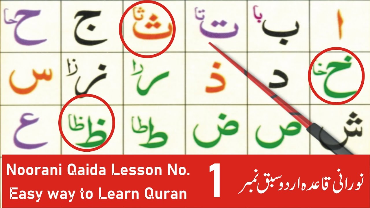 Noorani Qaida lesson 1 Alif Baa Taa Arabic Alphabet Noorani Qaida Alif ...