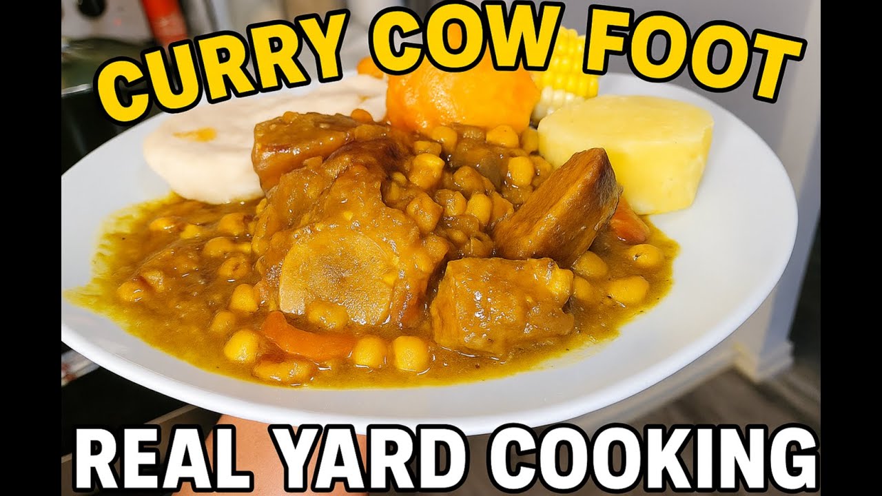 How to Cook Jamaican Curry Cow Foot with chickpeas and Boiled Food ...