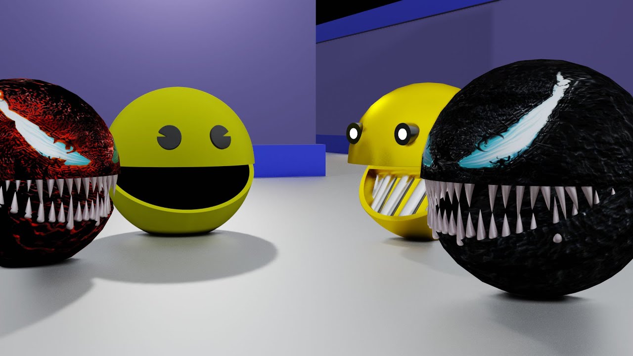 Pacman vs Venom vs Carnage vs Gold Robot Pacman 3D - YouTube