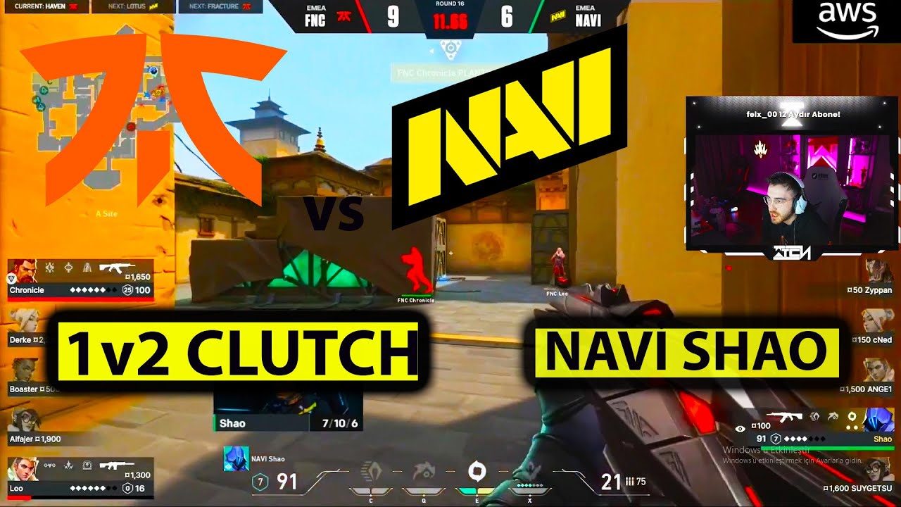 NAVI SHAO 1v2 CLUTCH ALIYOR / NAVI vs FNATİC - YouTube