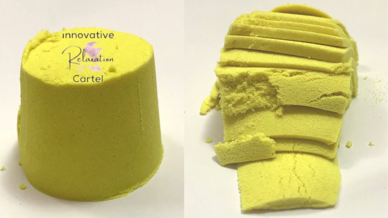 Green Kinetic Sand Cutting Satisfying ASMR | Very Satisfying And ...