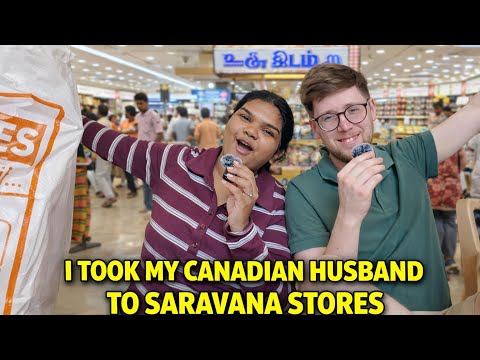 1 month in India Ben's first time to Saravana Stores! My Canadian husband learning to speak in Tamil