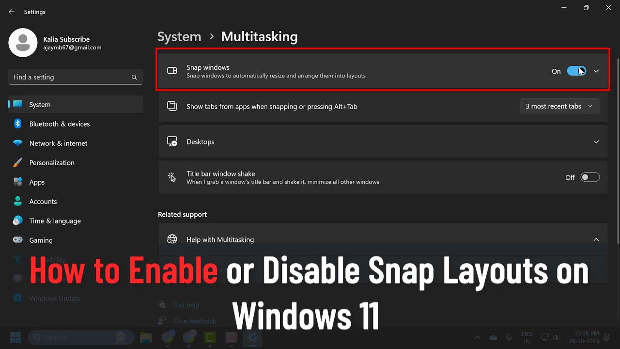 How to Enable or Disable Snap Layouts on Windows 11 (Tutorial) - YouTube