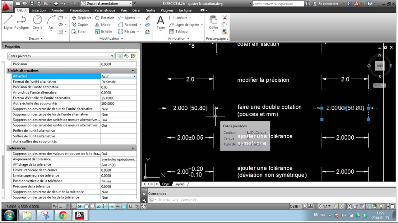 exercice de cotation avec AutoCAD 6.2b - YouTube