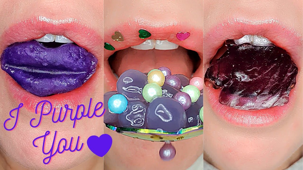 ASMR I Purple You 💜 Eating & Drinking Purple Satisfying Sounds - YouTube