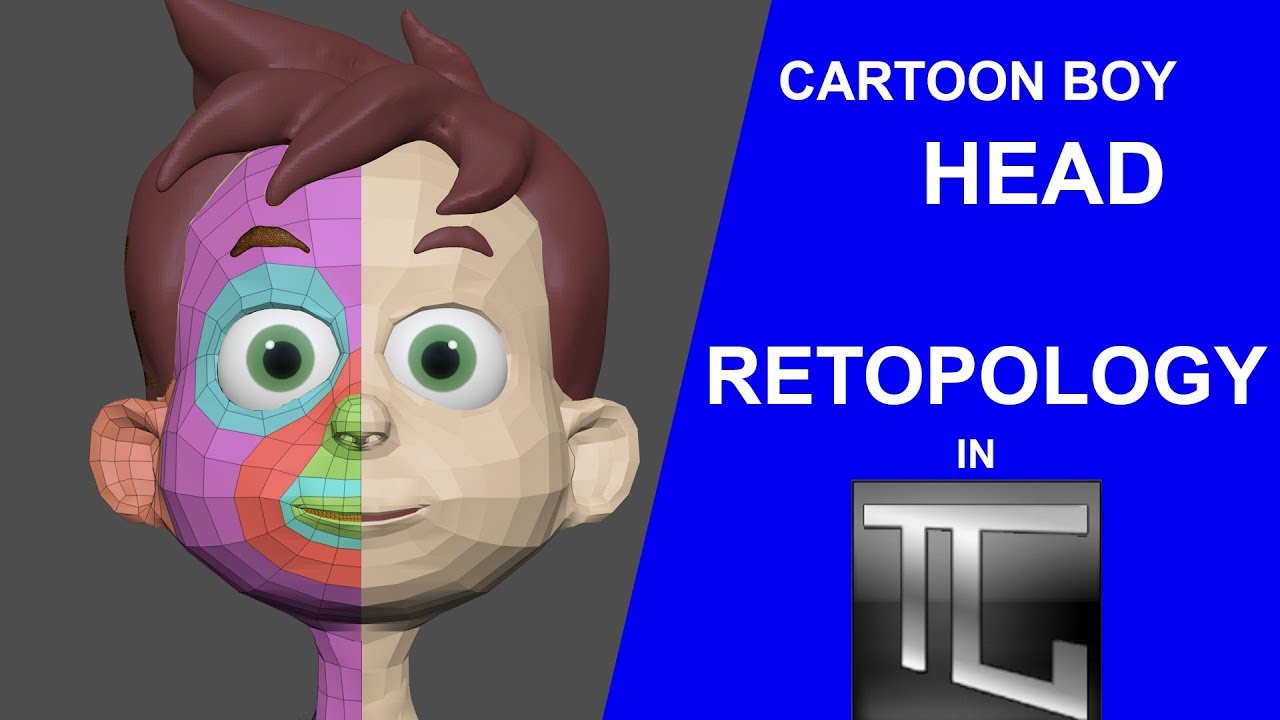 TopoGun2 - Cartoon Boy Head Retopology - Part 06 - YouTube
