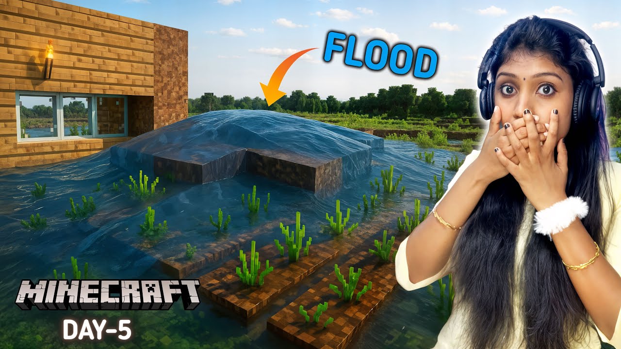 MINECRAFT DAY 5 - Wheat Farming Turned Into Mega Flood 🌾😱 !! - YouTube