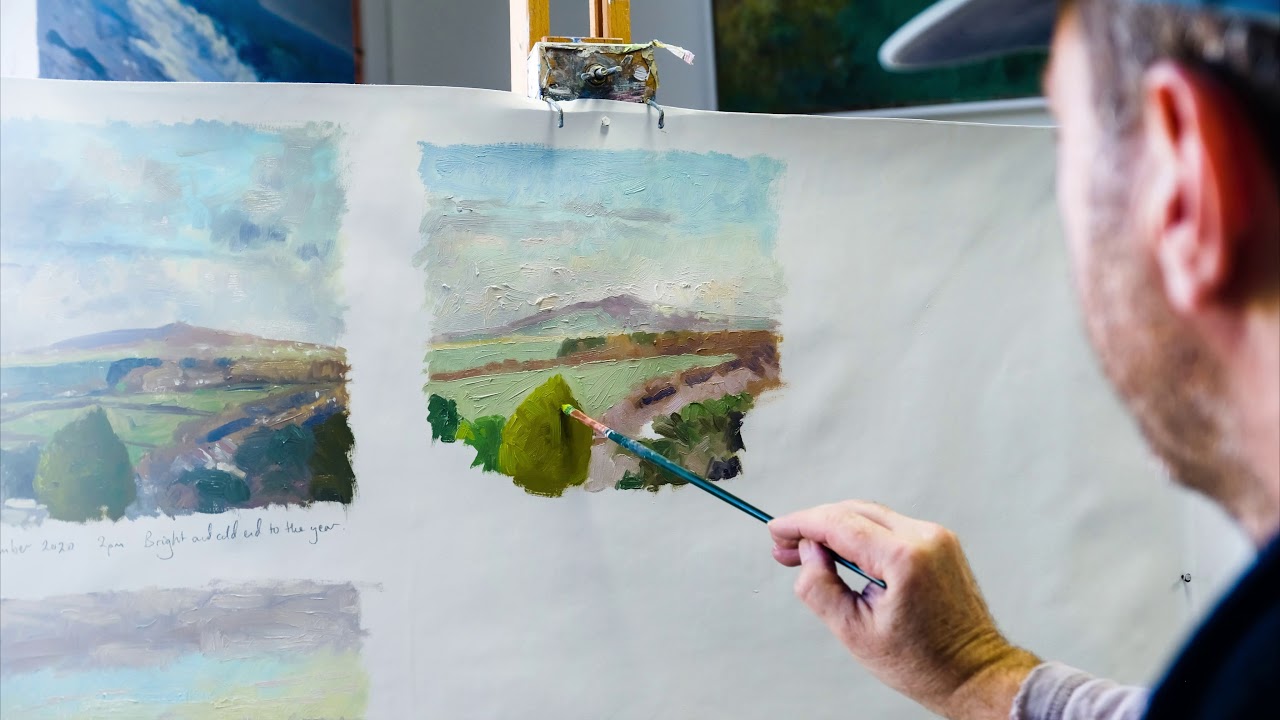 Oil painting looking out from the studio window - January 7th 2021 ...