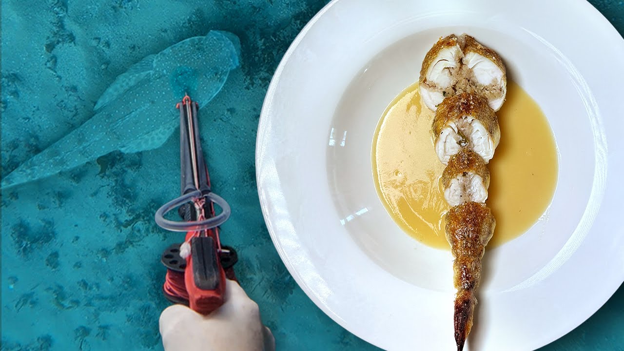 Stuffed Flathead Spearfishing Catch and Cook - YouTube