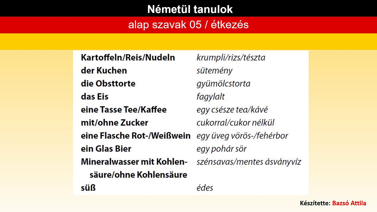 NÉMET SZAVAK – ALAPOK 05 ( hanganyaggal ) - YouTube