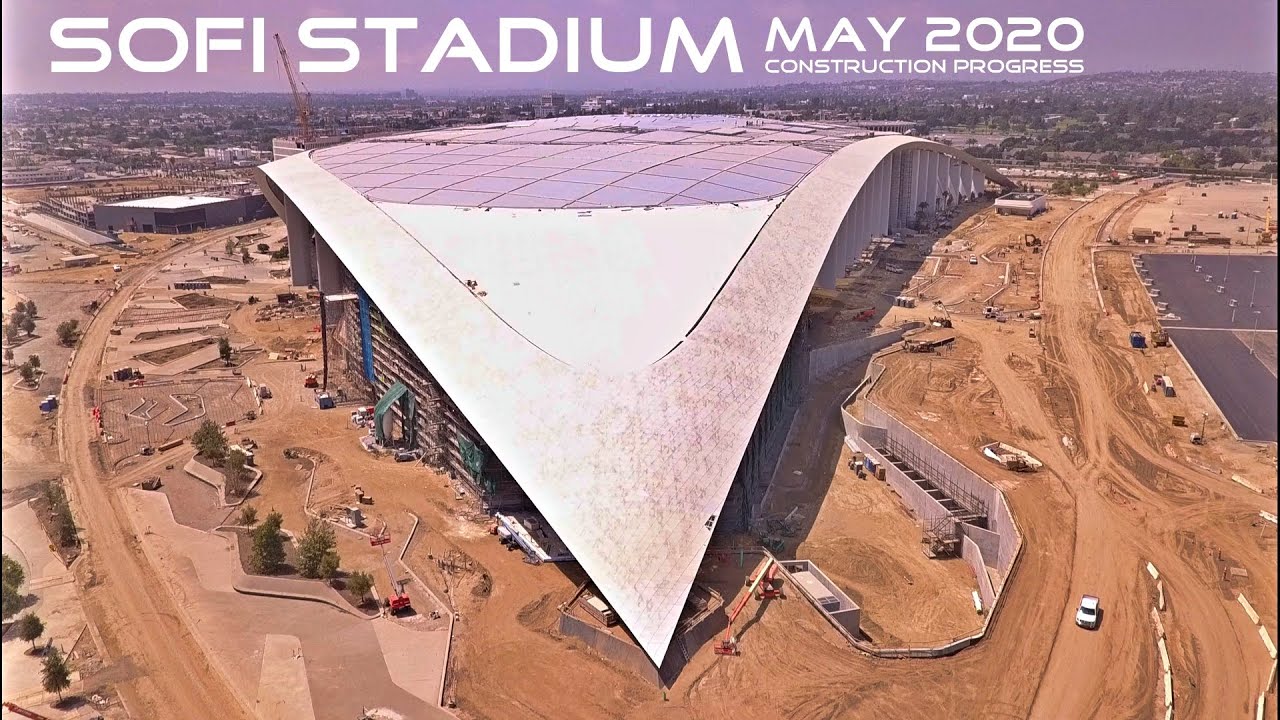 SoFi Stadium Drone Construction Progress 5-11-20 - YouTube