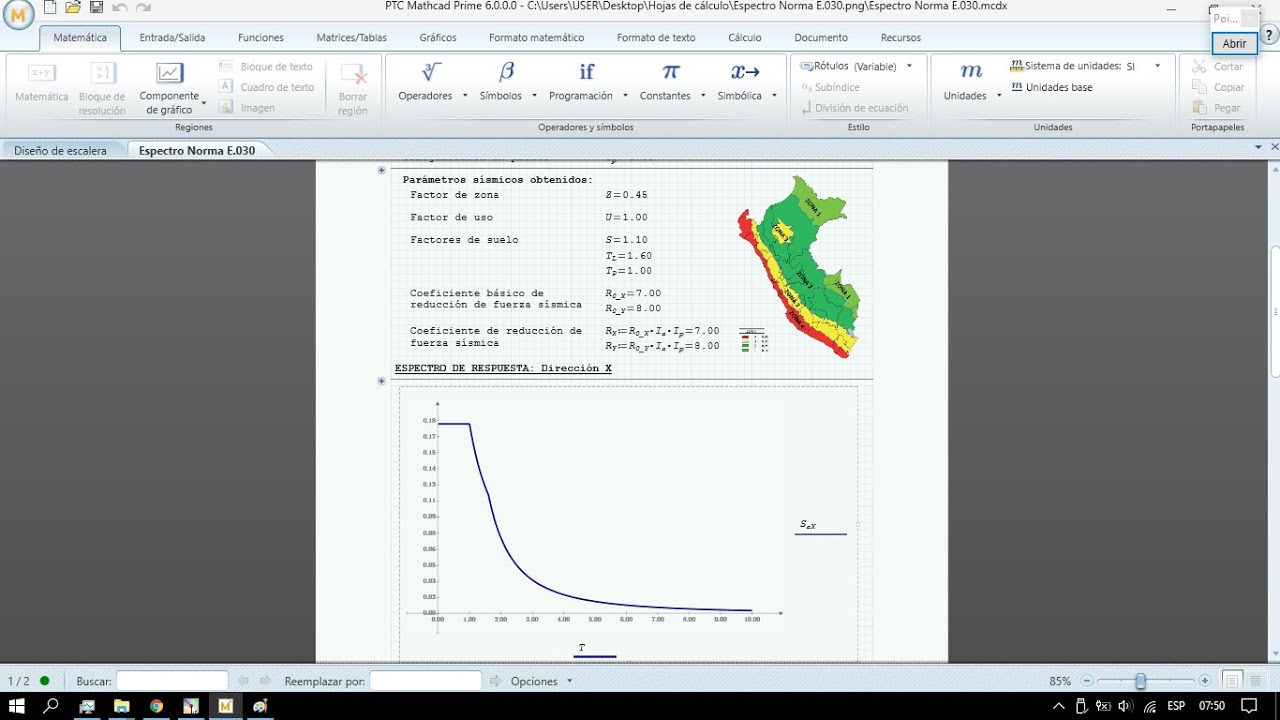 Espectro de Respuesta en Mathcad Prime (Norma E.030 - 2018) - YouTube