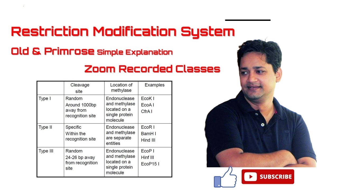 Types of Restriction Modification RM System: Old and Primrose - YouTube