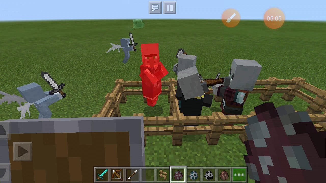 Minecraft pocket pillager VS evoker and vindicator - YouTube