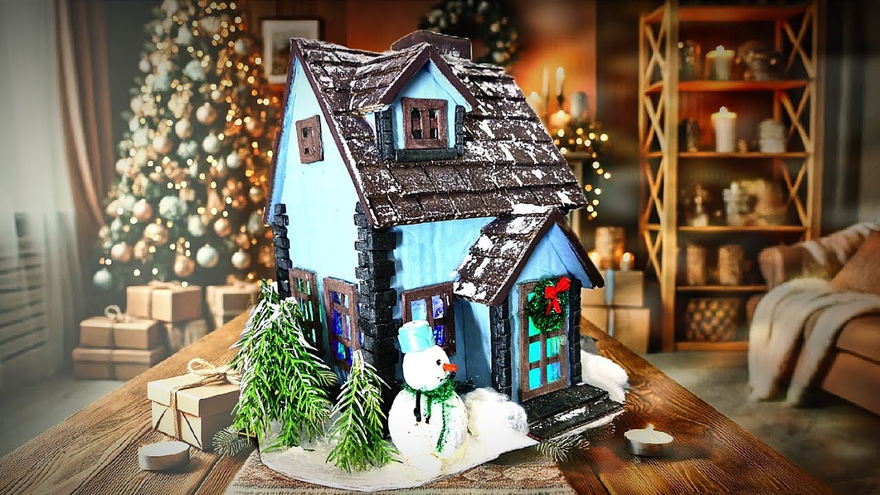 How to Make a Christmas Cardboard House | Festive DIY Holiday Decor ...