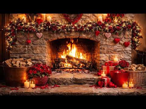 🔥❤️Romantic Fireplace 4K – Cozy Love & Candle Ambience (10 Hours) | Feu Cheminée Amour 4K 🔥❤️