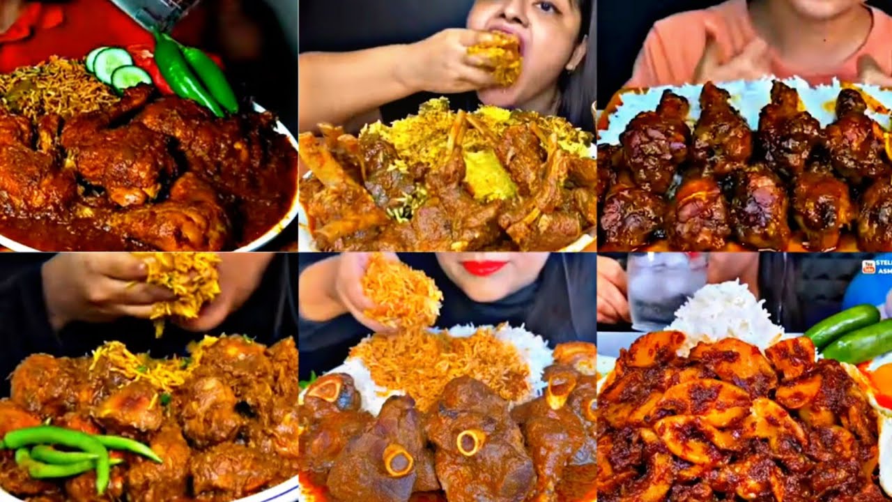 ASMR EATING SPICY MUTTON CURRY, CHICKEN CURRY, BIRYANI | BEST INDIAN ...