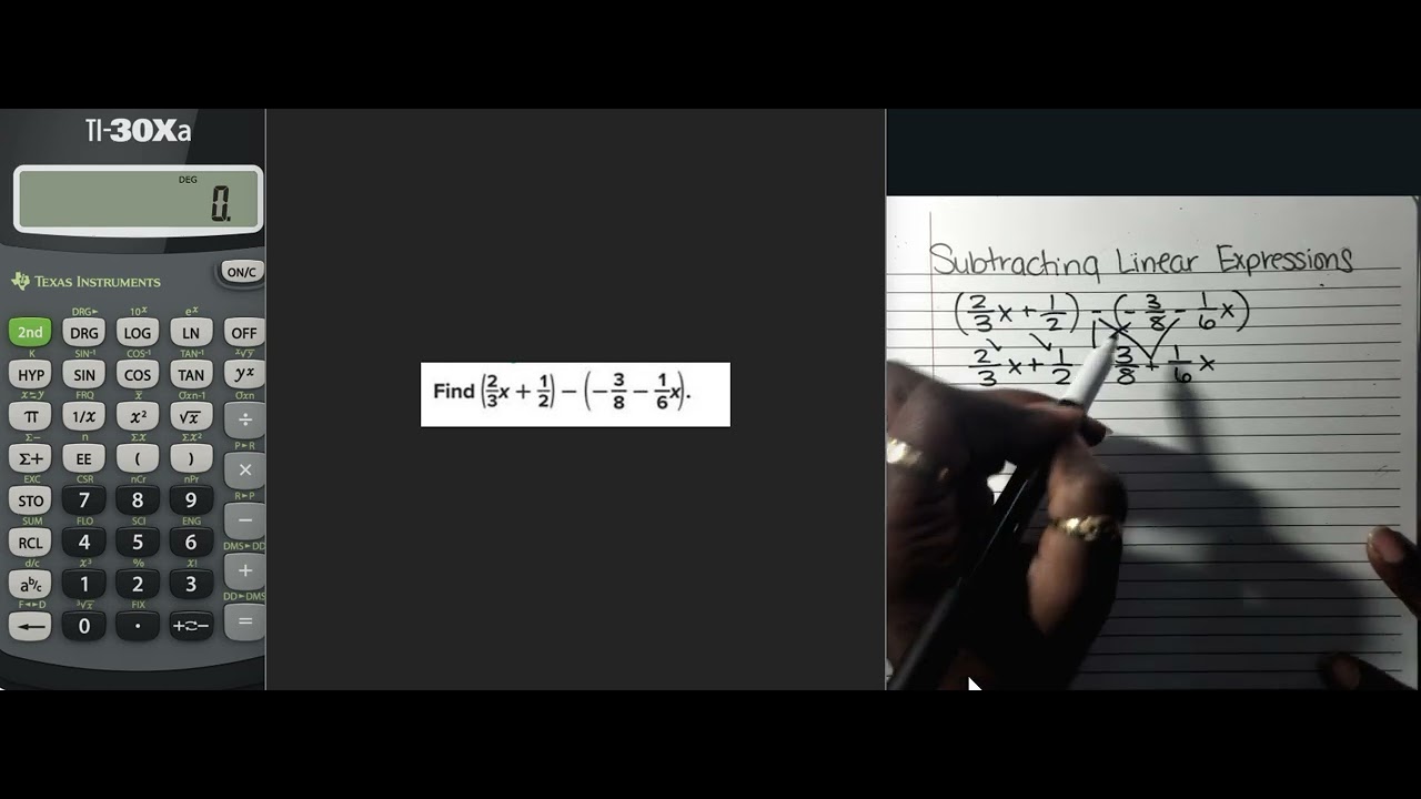 257 Subtracting Linear Expressions with Fractions Calculator and Manual ...
