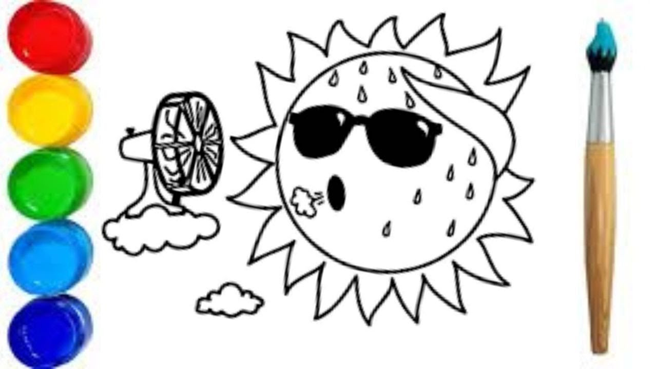 COMO DESENHAR UM SOL COM MUITO CALOR, FÁCIL DE DESENHAR/HOW TO DRAW A ...