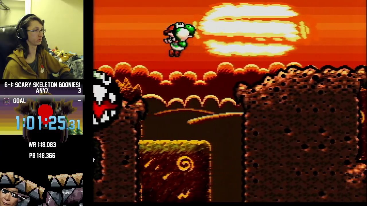 Yoshi's Island 6-1, Scary Skeleton Goonies! Any% in 1:18.200 - YouTube
