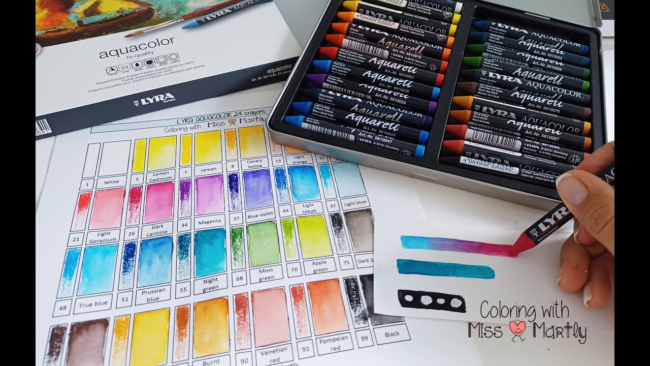 Testing Lyra Aquacolor Water Soluble Wax Crayons With Color Chart