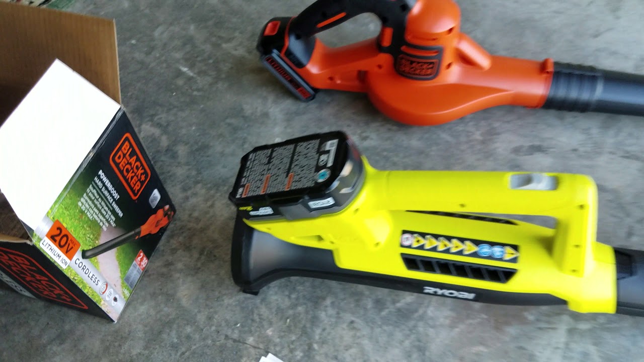 RyobiP2190 VS Black Decker LSW321 leaf blowers cordless - YouTube