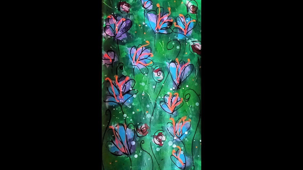 Abstract whimsical spring flowers #artsysecondsunday - YouTube